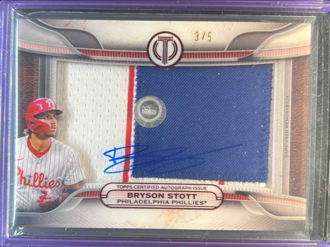 Bryson Stott 2025 Topps Tribute #PPA-BS Prime Patch Autograph Relic ...