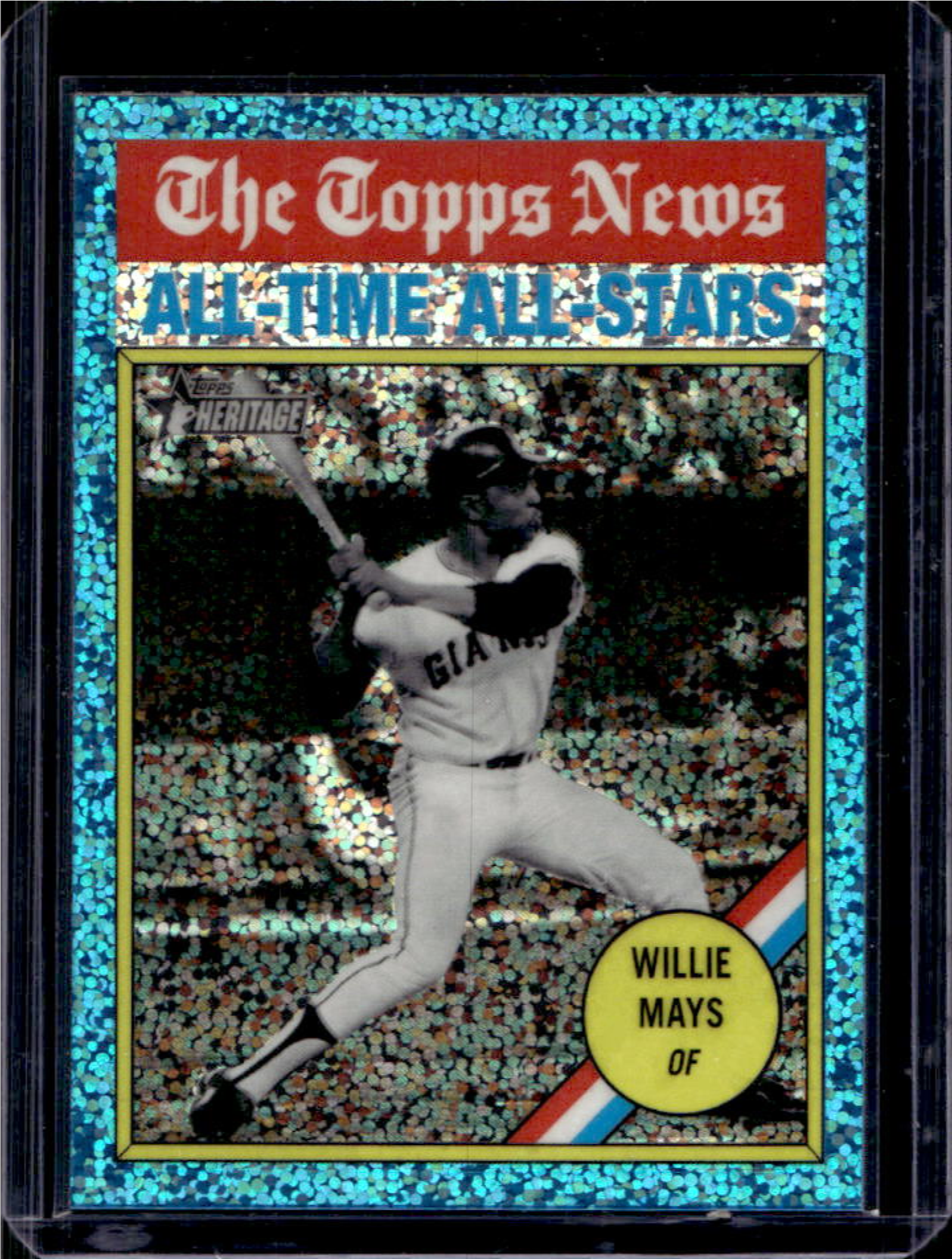 Willie Mays 2025 Topps Heritage #341 Chrome - Aqua Sparkle Refractor ...