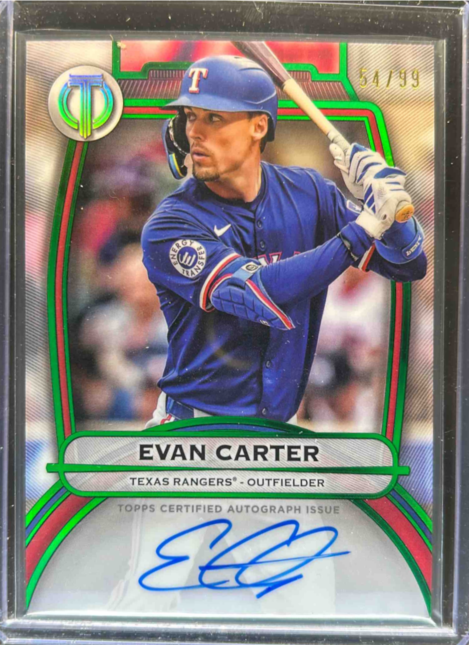 Evan Carter 2025 Topps Tribute #TA-ECA Tribute Autograph - Green /99 ...
