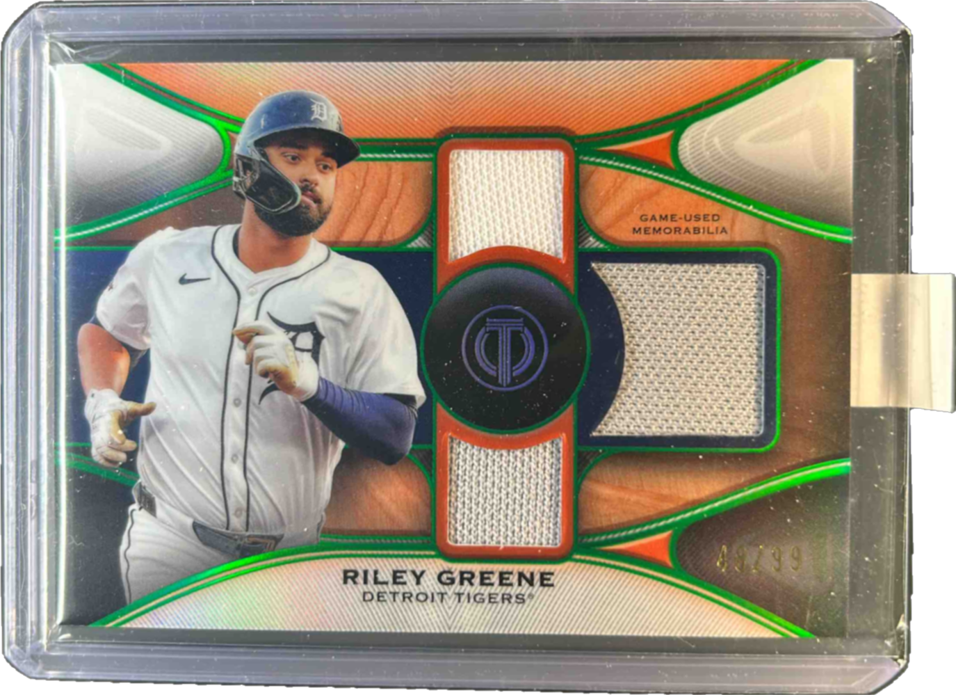 Riley Greene 2025 Topps Tribute #TTR-RG Tribute Triple Relic - Green ...