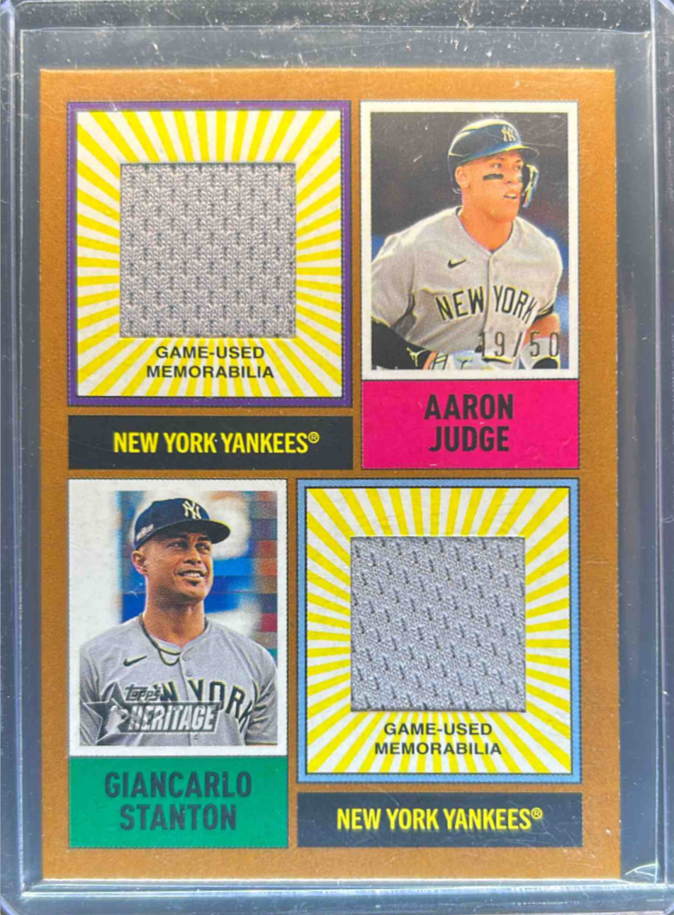 Aaron Judge / Giancarlo Stanton 2025 Topps Heritage #DPMCR-JST Dual-Player MLB Collection Relics ...