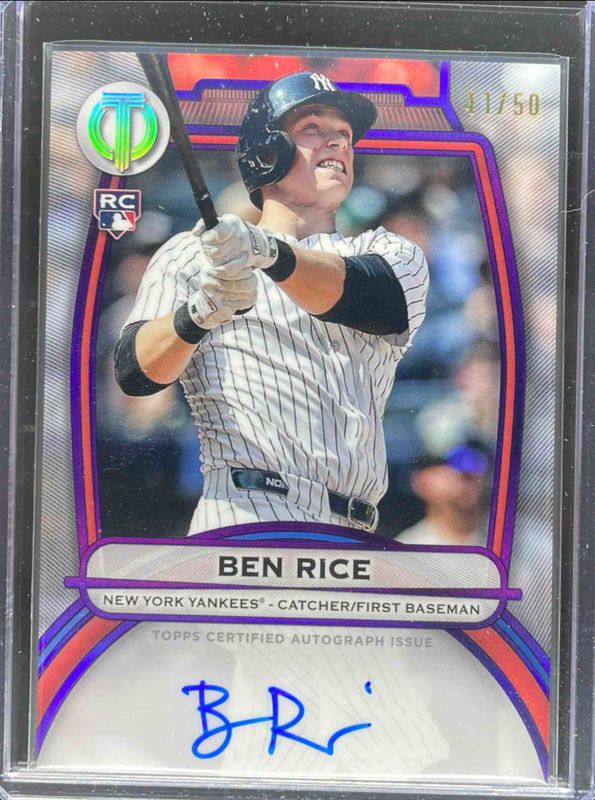 Ben Rice 2025 Topps Tribute #TA-BR Tribute Autograph - Purple /50 Price ...