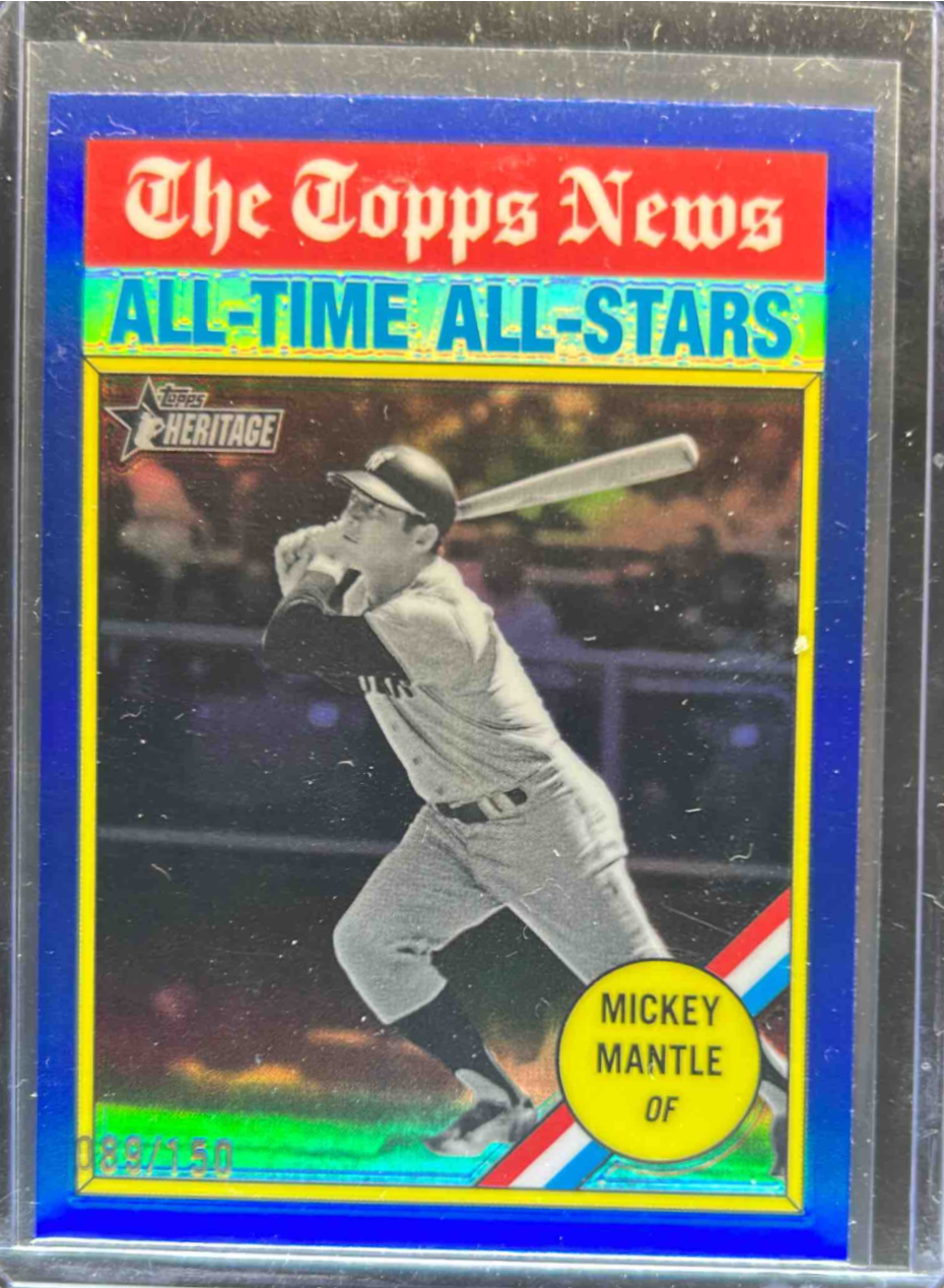 Mickey Mantle 2025 Topps Heritage #349 Chrome - Blue Refractor /150 ...
