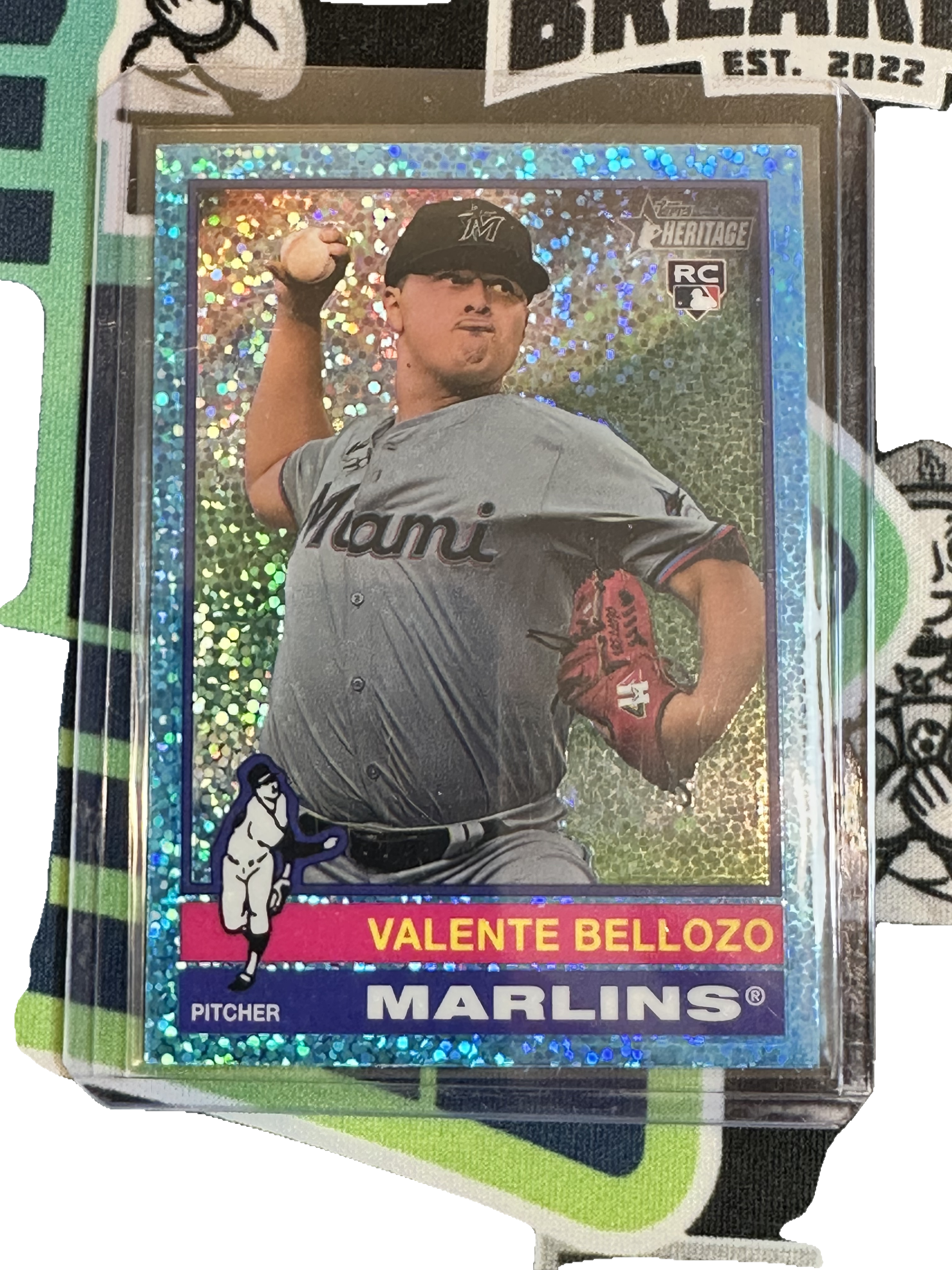 Valente Bellozo 2025 Topps Heritage #216 Chrome - Light Blue Sparkle ...