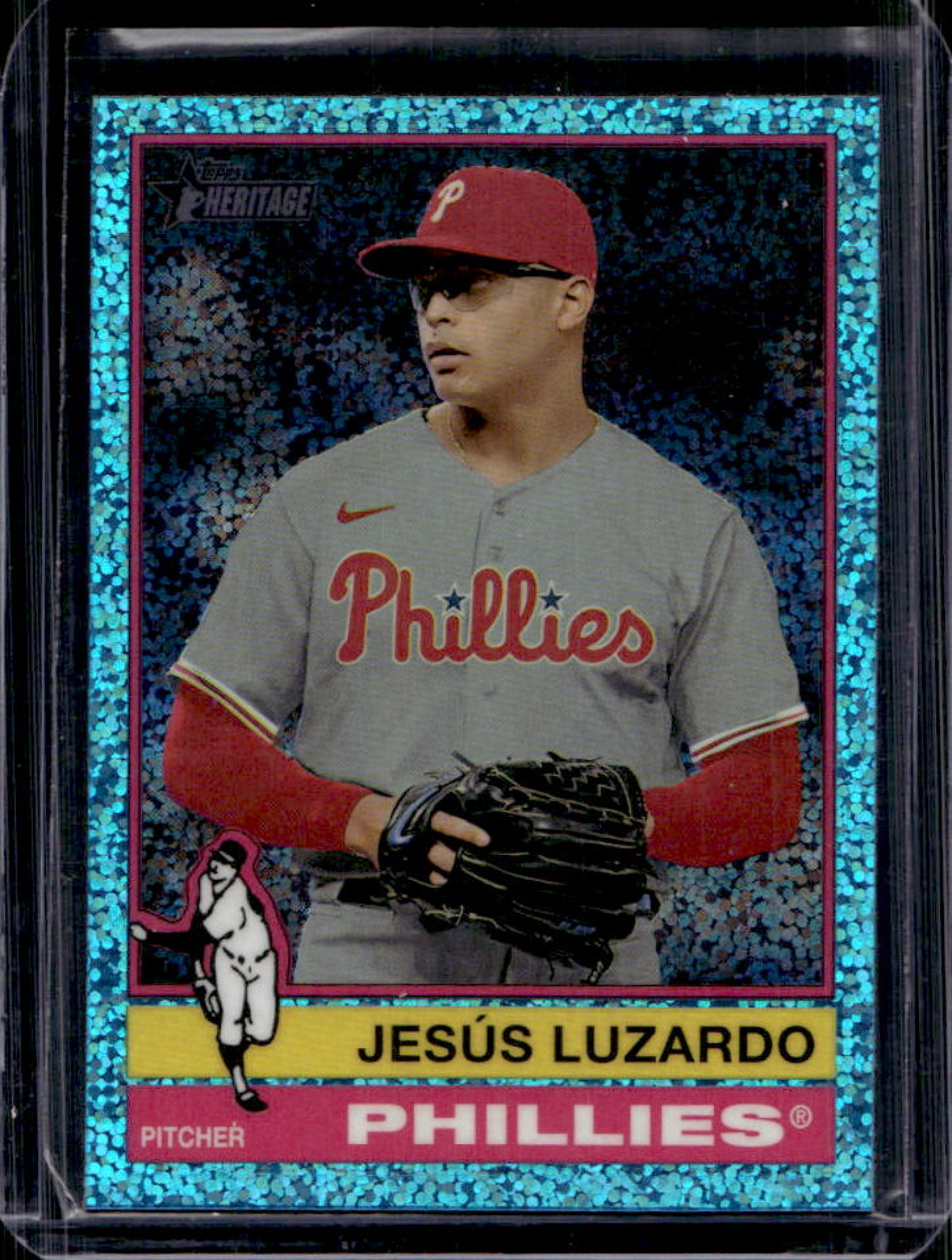 Jesus Luzardo 2025 Topps Heritage #478 Chrome - Light Blue Sparkle ...