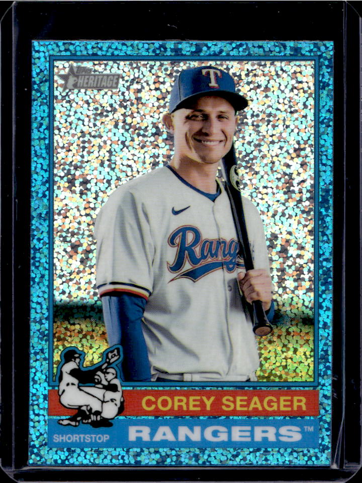 Corey Seager 2025 Topps Heritage #412 Chrome - Light Blue Sparkle ...