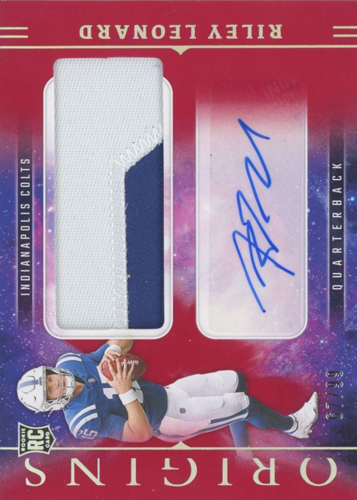 Riley Leonard 2025 Origins #RJJ-RLD Rookie Jumbo Patch Autographs - Red ...