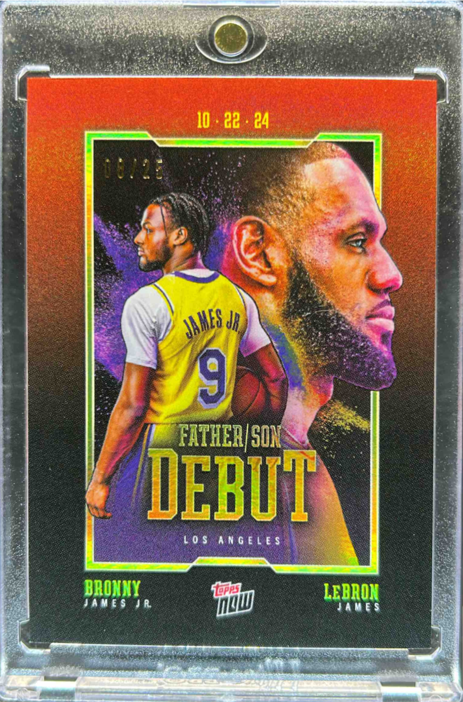 Bronny James Jr. / LeBron James 2024 Topps Now #1 Orange /5 Price Guide ...