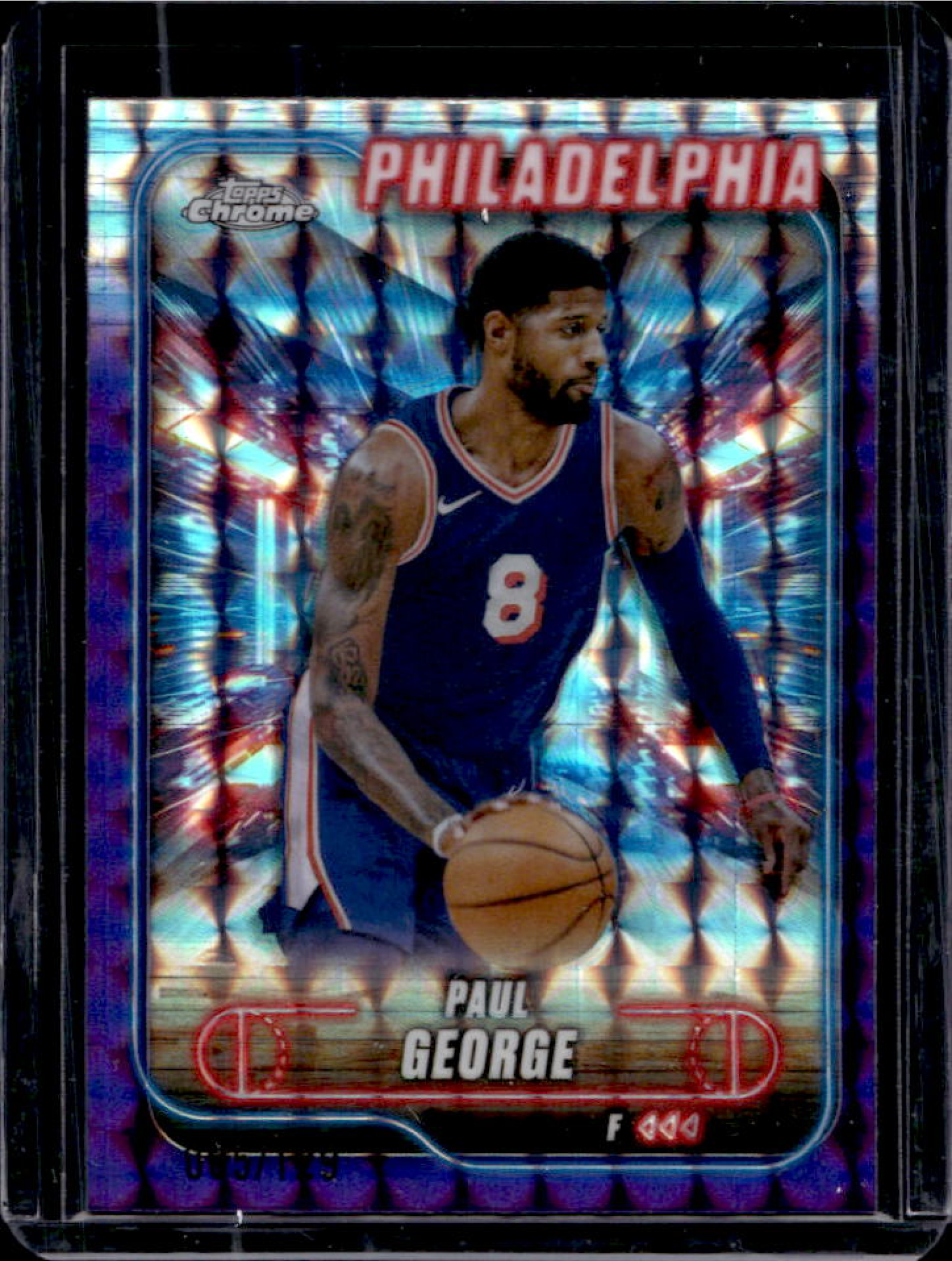 Paul George 2024 Topps Chrome #135 Purple Geometric Refractor /129 ...