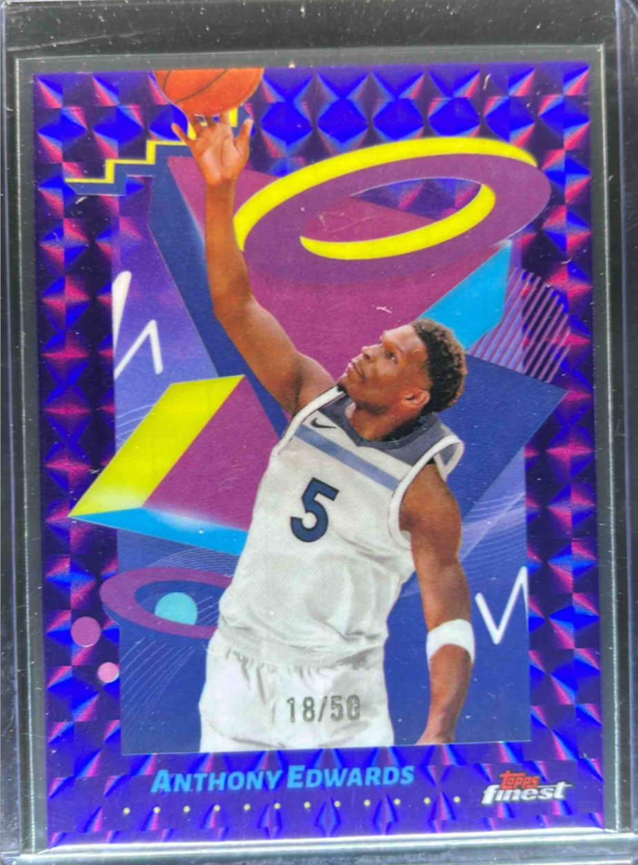 Anthony Edwards 2024 Topps Finest #256 Base Rare - Purple Geometric ...