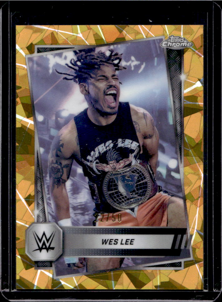Wes Lee 2025 Topps Chrome WWE Sapphire Edition #156 Base Chrome - Gold ...