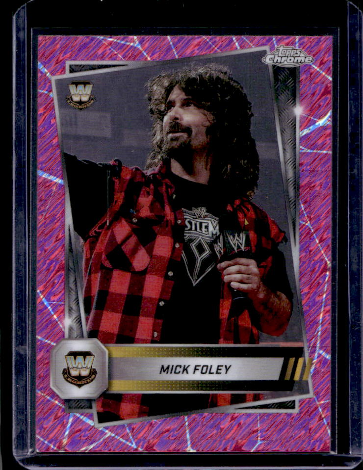 Mick Foley 2025 Topps Chrome WWE #119 Pink Shimmer Refractor Price ...