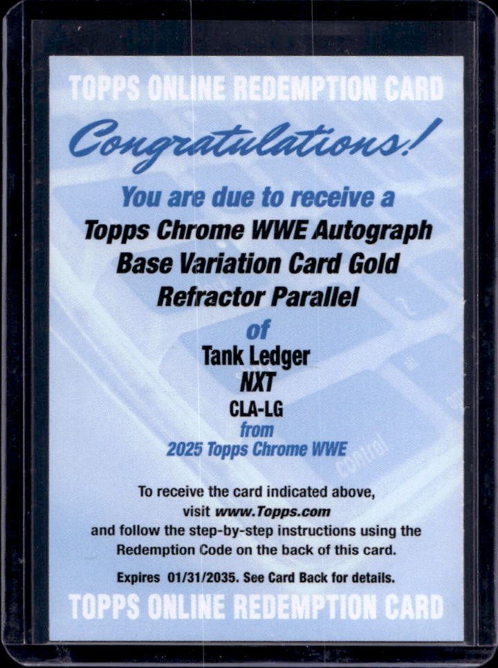 Tank Ledger 2025 Topps Chrome WWE #CLA-LG Autographs - Gold Refractor ...