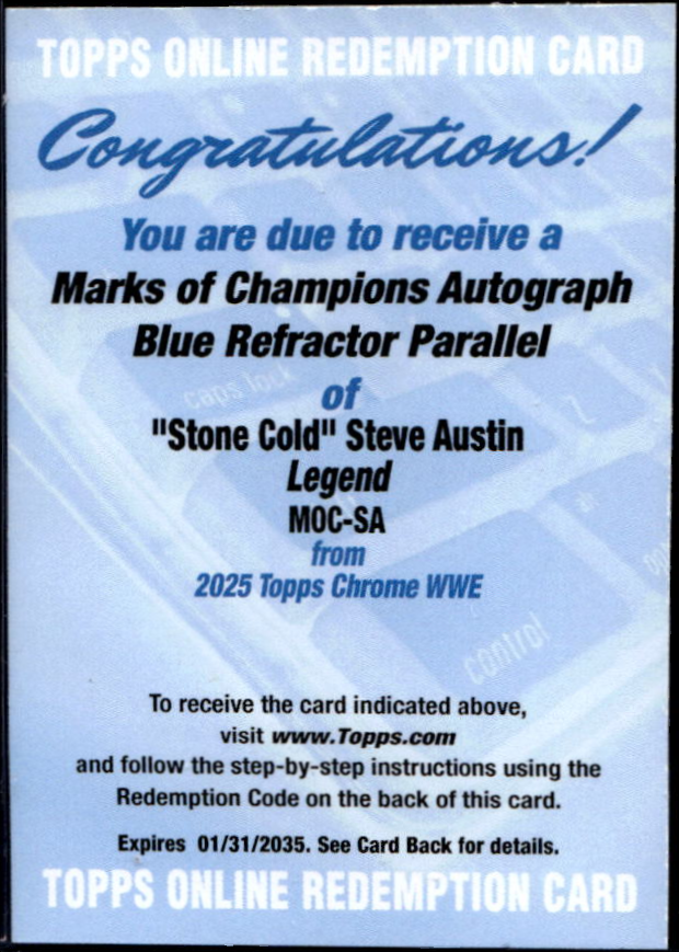 Steve Austin 2025 Topps Chrome WWE #MOC-SA Marks of Champions ...