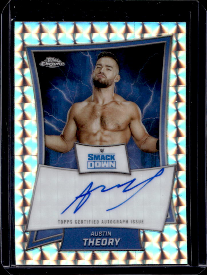 Austin Theory 2025 Topps Chrome WWE #BBA-AUS Blue Brand Autographs ...