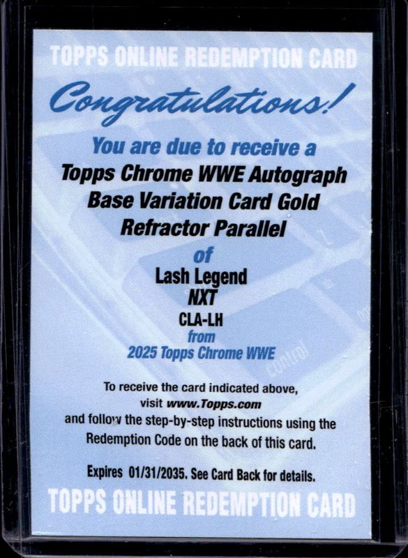 Lash Legend 2025 Topps Chrome WWE #CLA-LH Autographs - Gold Refractor ...