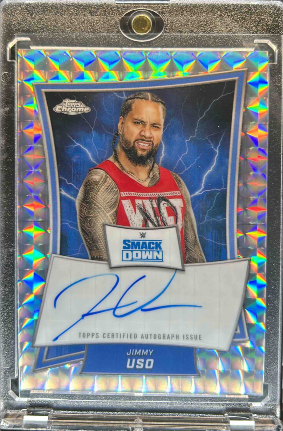 Jimmy Uso 2025 Topps Chrome WWE #BBA-JIM Blue Brand Autographs ...