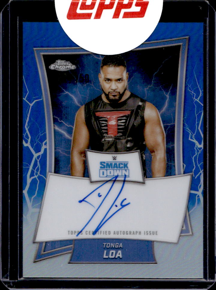Tonga Loa 2025 Topps Chrome WWE #BBA-TON Blue Brand Autographs Price ...