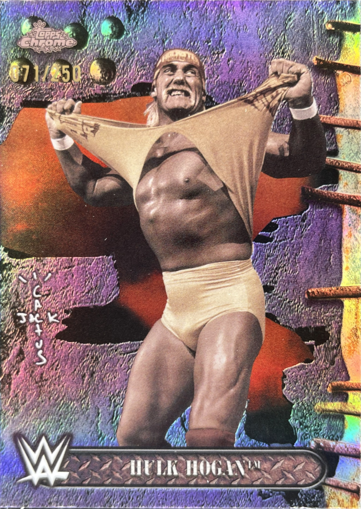 Hulk Hogan 2025 Topps Chrome WWE x Cactus Jack #60 Purple Refractor ...