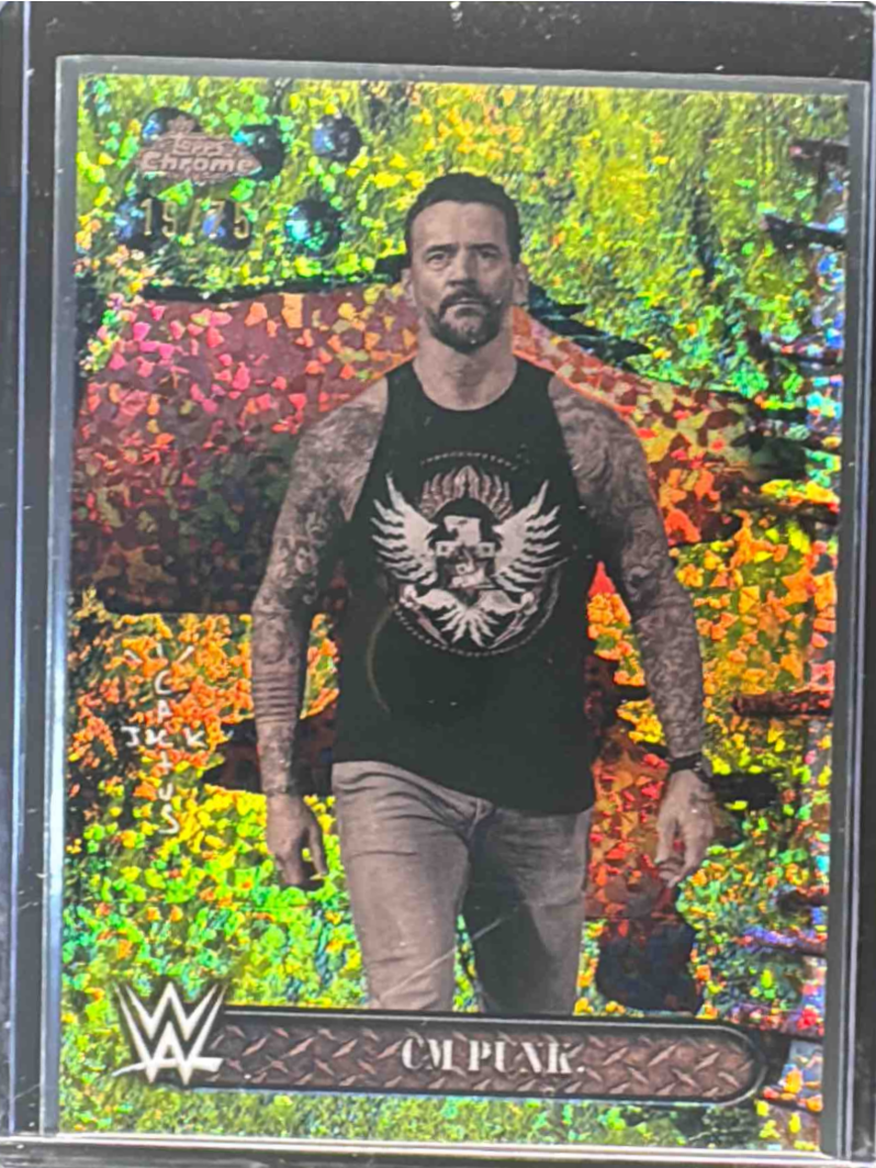CM Punk 2025 Topps Chrome WWE x Cactus Jack #8 Yellow Mini Diamonds ...