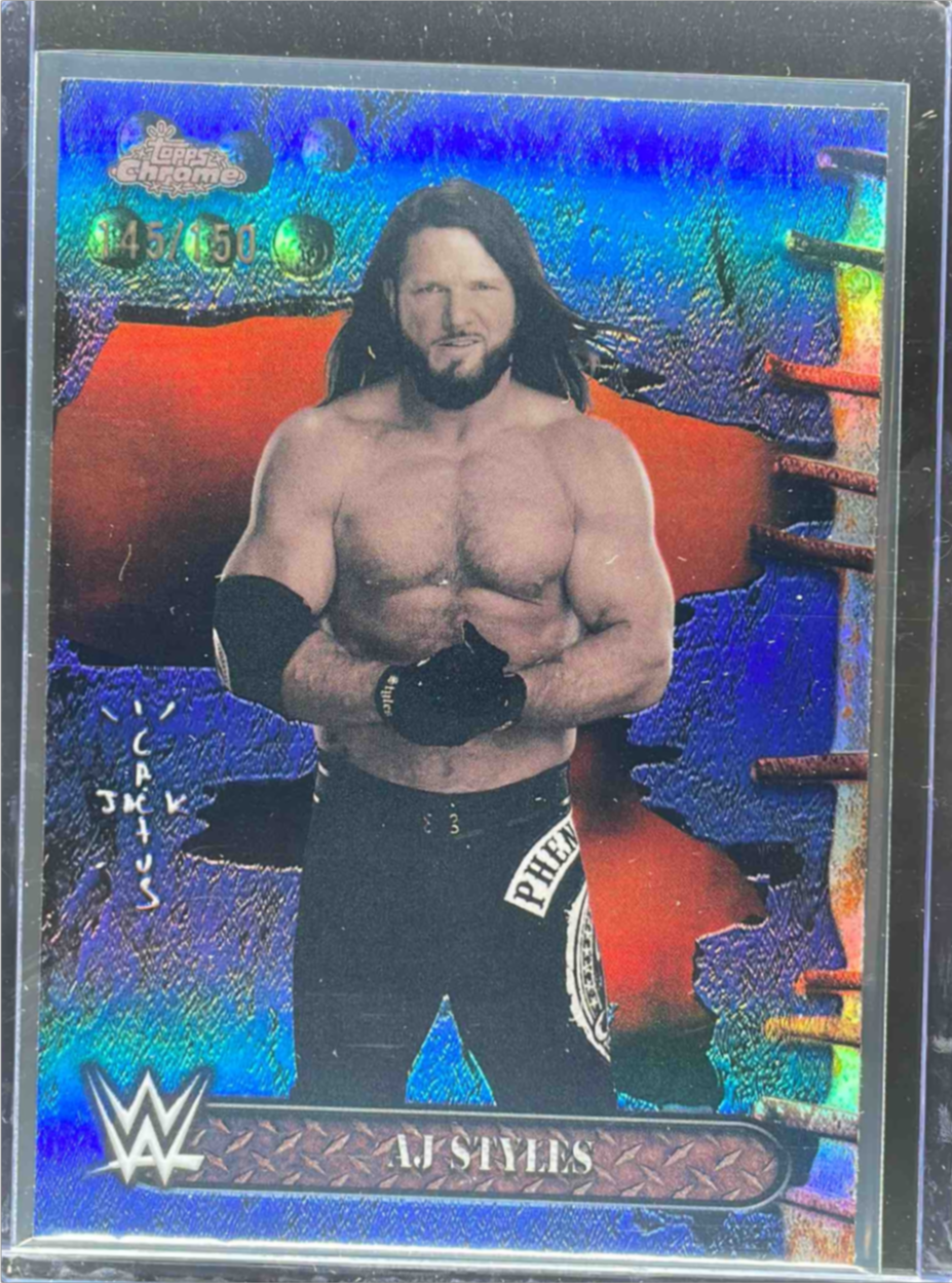 AJ Styles 2025 Topps Chrome WWE x Cactus Jack #20 Blue Refractor /150 ...