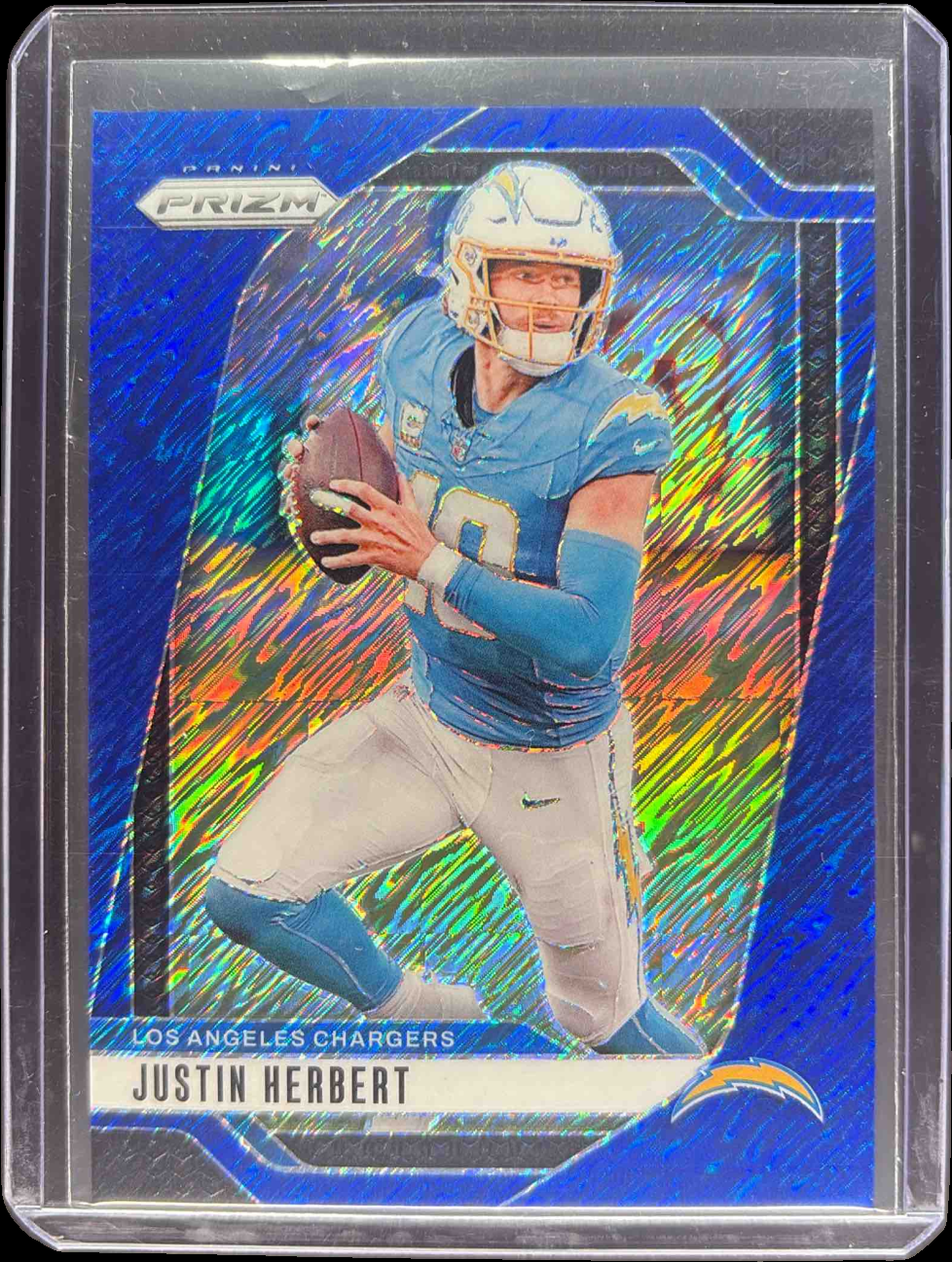 Justin Herbert 2024 Prizm #157 Base Autographs - Blue Shimmer /25 Price ...