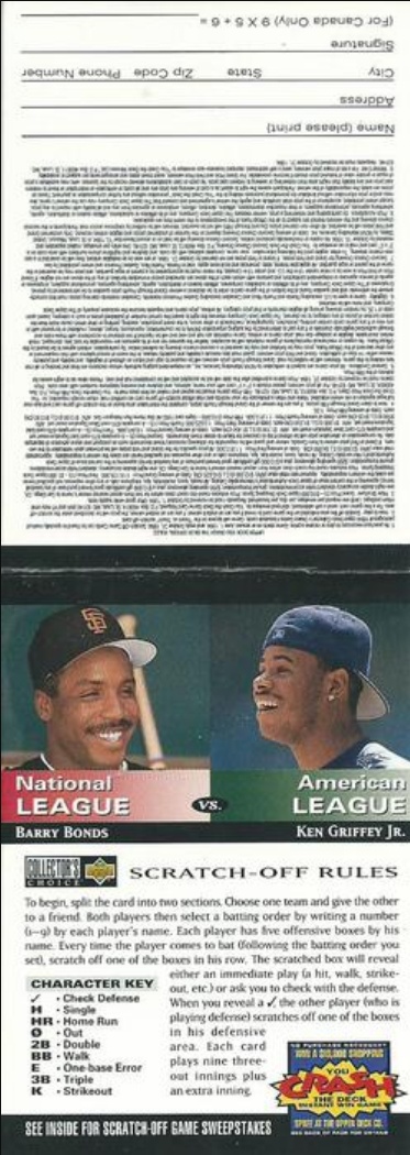 Barry Bonds / Ken Griffey Jr. 1994 Collector's Choice You Crash the ...