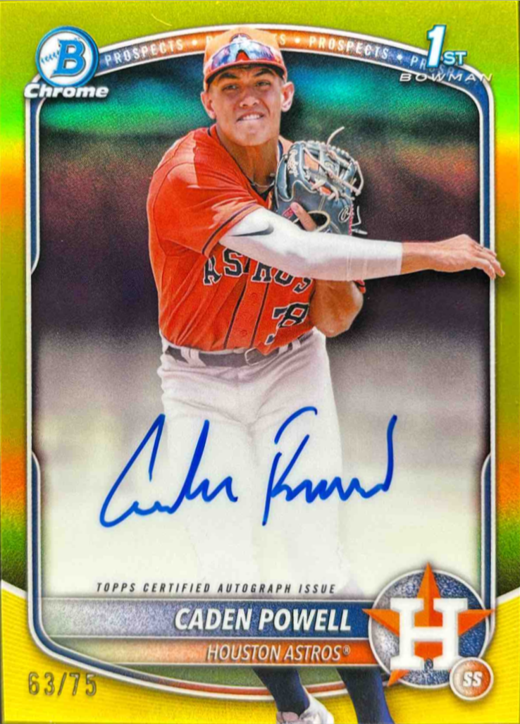 Caden Powell 2025 Bowman Chrome #CPA-CPO Prospect Auto - Yellow ...