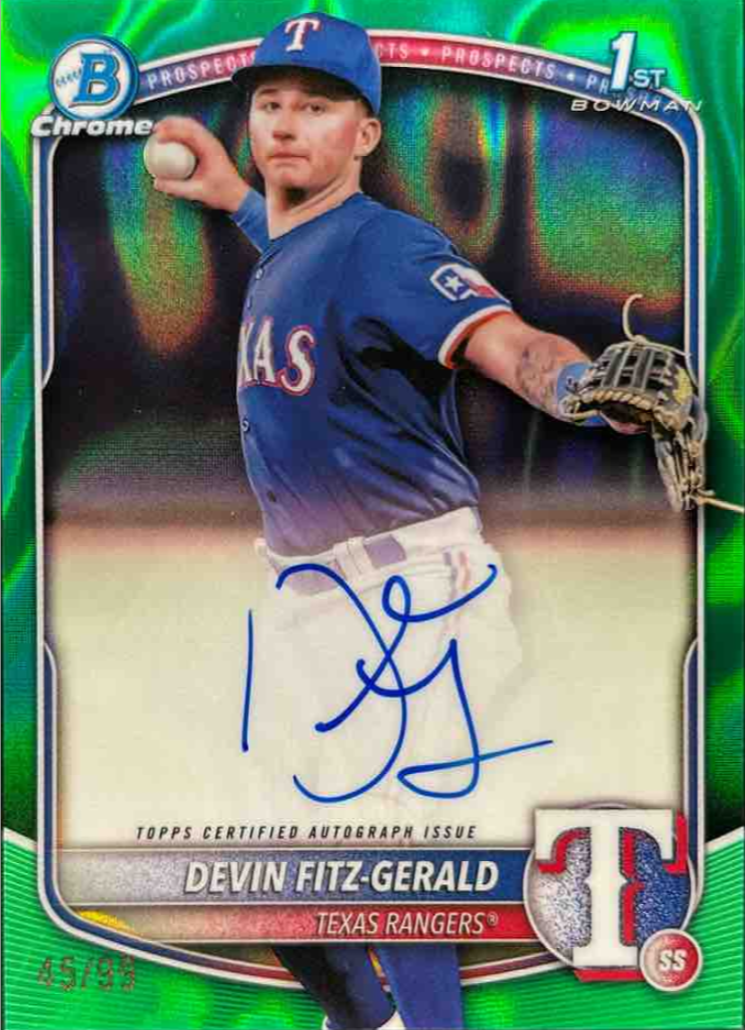 Devin Fitz-Gerald 2025 Bowman Chrome #CPA-DF Prospect Auto - Green Lava ...