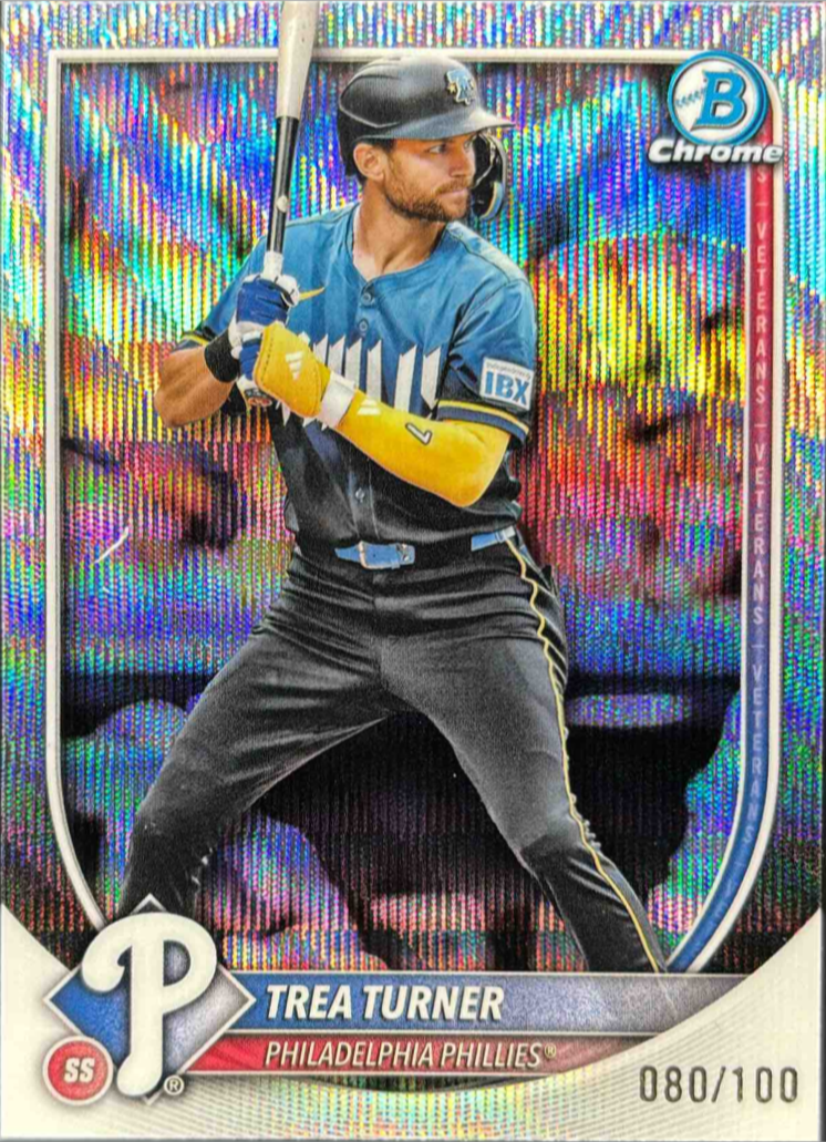 Trea Turner 2025 Bowman Chrome #82 Wave Refractor /100 Price Guide ...