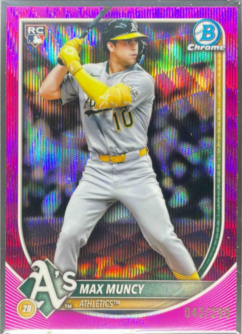 Max Muncy (Dodgers) 2025 Bowman Chrome #90 Fuchsia Wave Refractor /299 ...