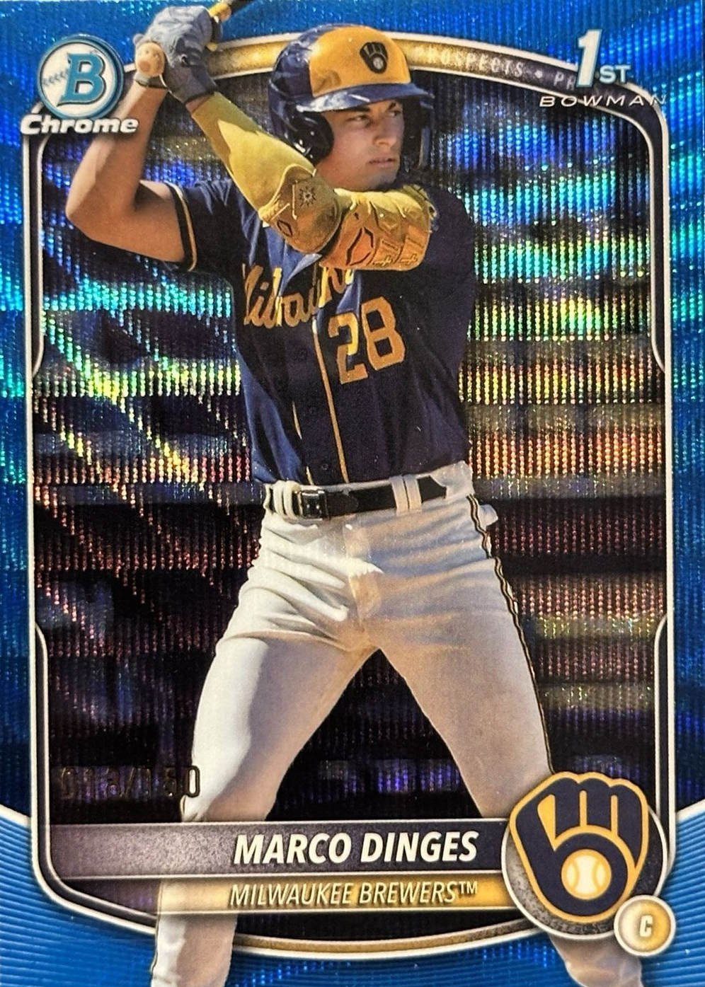 Marco Dinges 2025 Bowman Chrome #BCP-183 Prospects - Blue Wave ...