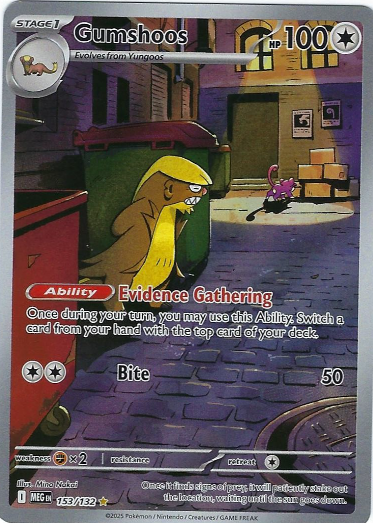 Gumshoos 2025 Mega Evolution #153/132 Illustration Rare Price Guide ...