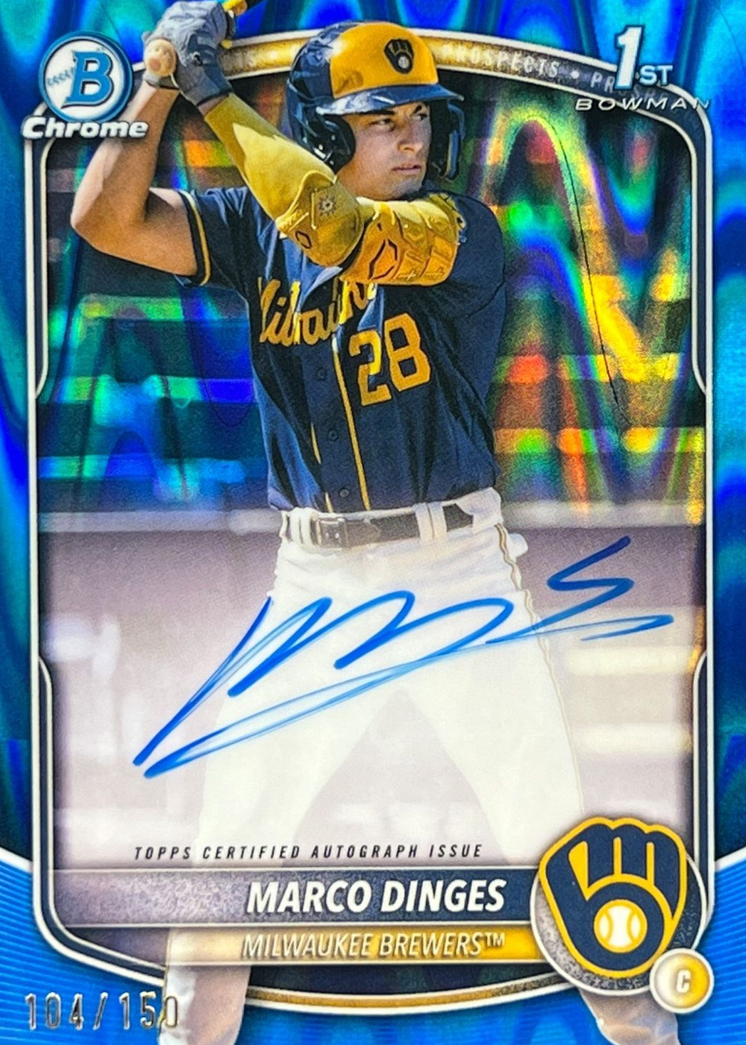 Marco Dinges 2025 Bowman Chrome #CPA-MD Prospect Auto - Blue RayWave ...