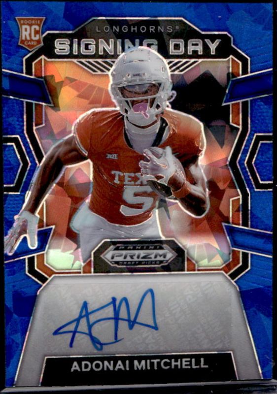 Adonai Mitchell 2024 Prizm Draft Picks #SD-AML Signing Day Autographs - Blue Ice /75 Price Guide ...