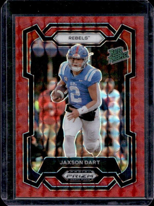 Jaxson Dart 2024 Prizm Draft Picks #147 Red Finite /125 Price Guide ...