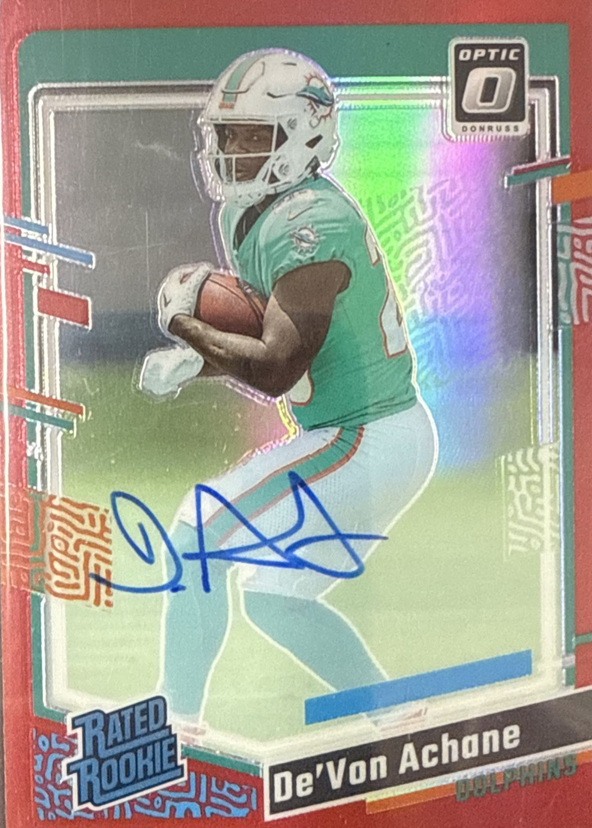 De'Von Achane 2023 Optic #269 Rated Rookie Autographs - Red /75 Price ...