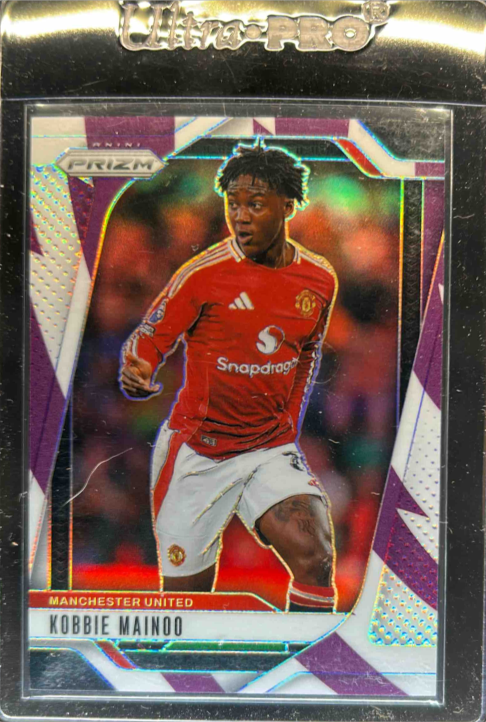 Kobbie Mainoo 2024 Prizm Premier League #124 Purple & White Stripes /92 ...