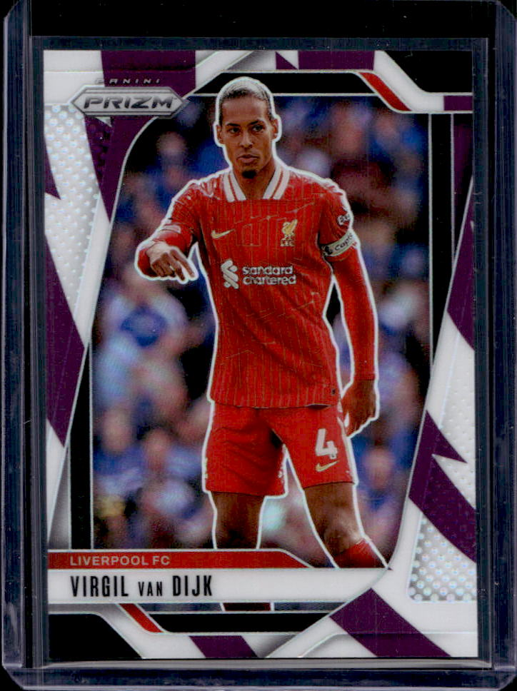 Virgil van Dijk 2024 Prizm Premier League #52 Purple & White Stripes ...