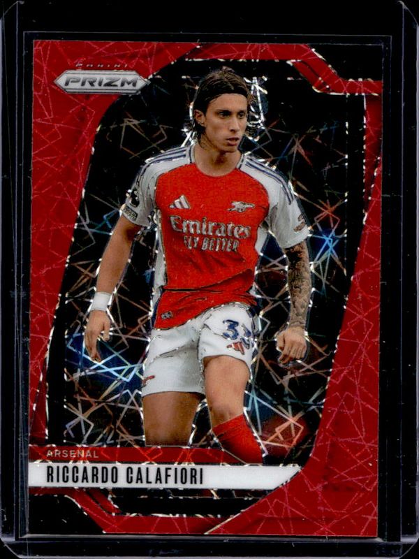 Riccardo Calafiori 2024 Prizm Premier League #30 Red Lazer /49 Price ...