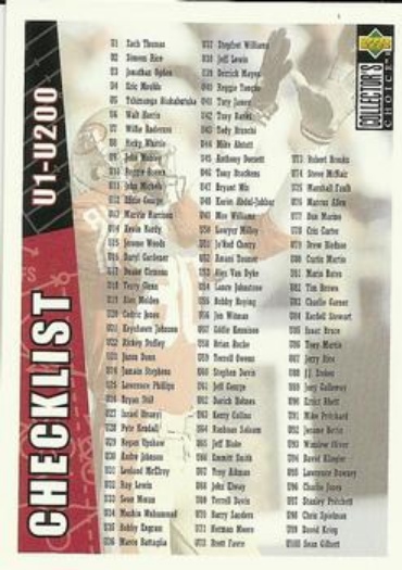 Checklist 1996 Upper Deck Collector's Choice Update #U200 Base Price ...