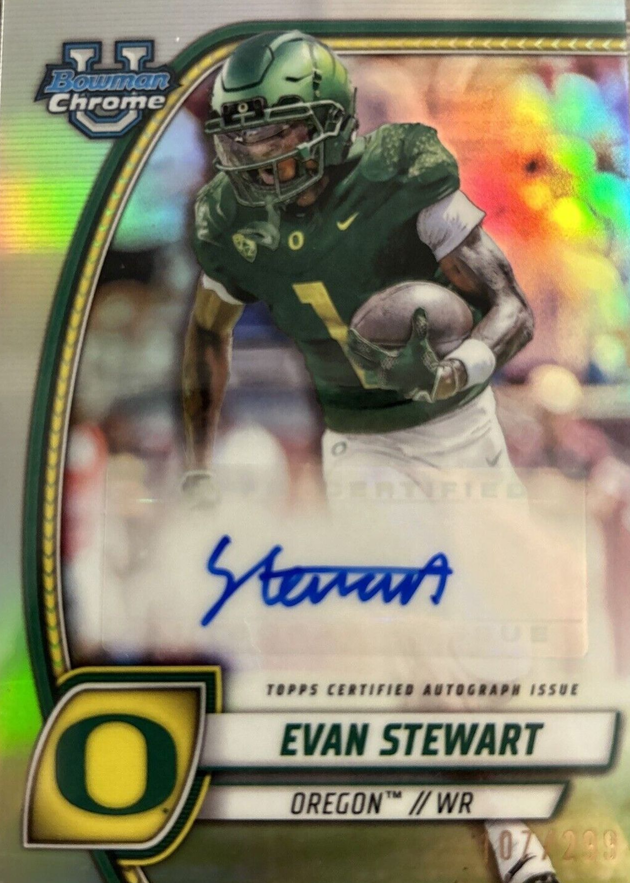 Evan Stewart 2024 Bowman Chrome University #PA-EST Prospect Auto ...
