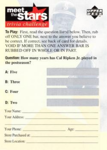 Meet the Stars Trivia Question 52 Baseball Cards Price Guide - Sports ...
