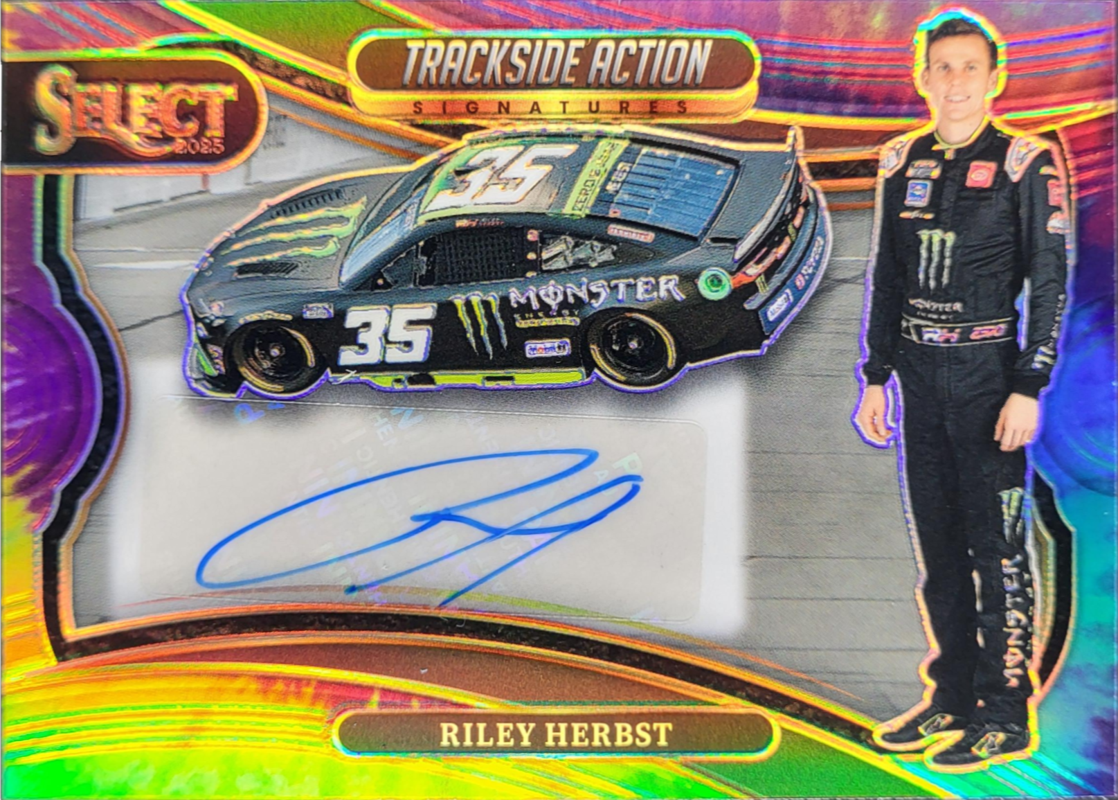 Riley Herbst 2025 Select NASCAR #30 Trackside Action Signatures Tie-Dye ...