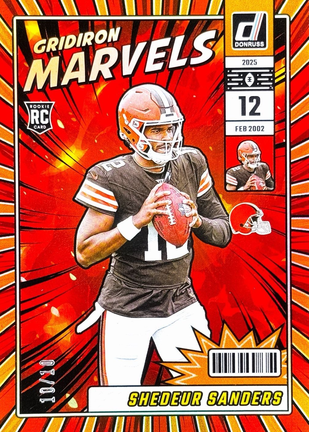 Shedeur Sanders 2025 Donruss #12 Gridiron Marvels - Gold /10 Price ...