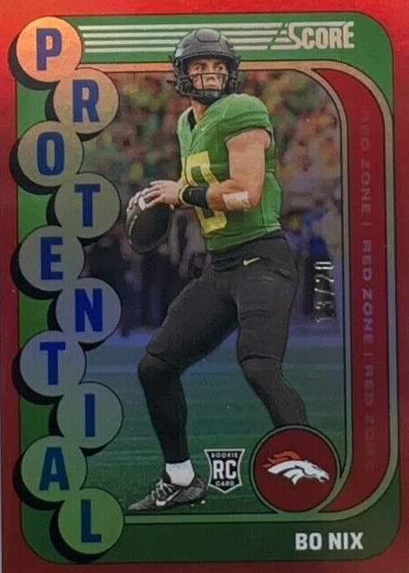 Bo Nix 2024 Score #11 Protential - Red Zone /20 Price Guide - Sports ...