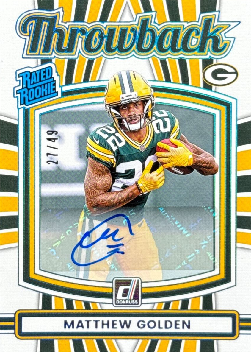 Matthew Golden 2025 Donruss #9 Rated Rookies Throwback Autographs /49 ...