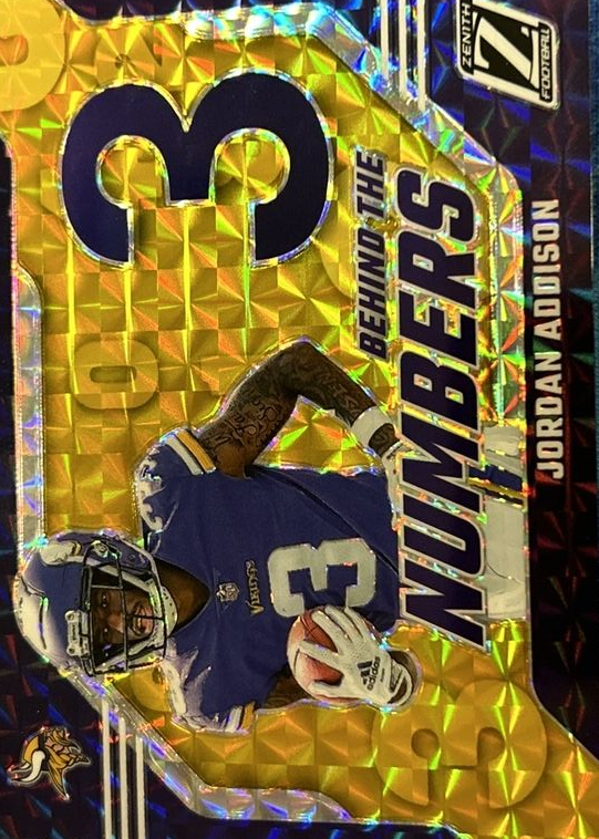 Jordan Addison 2023 Zenith #14 Behind the Numbers - Gold /10 Price ...