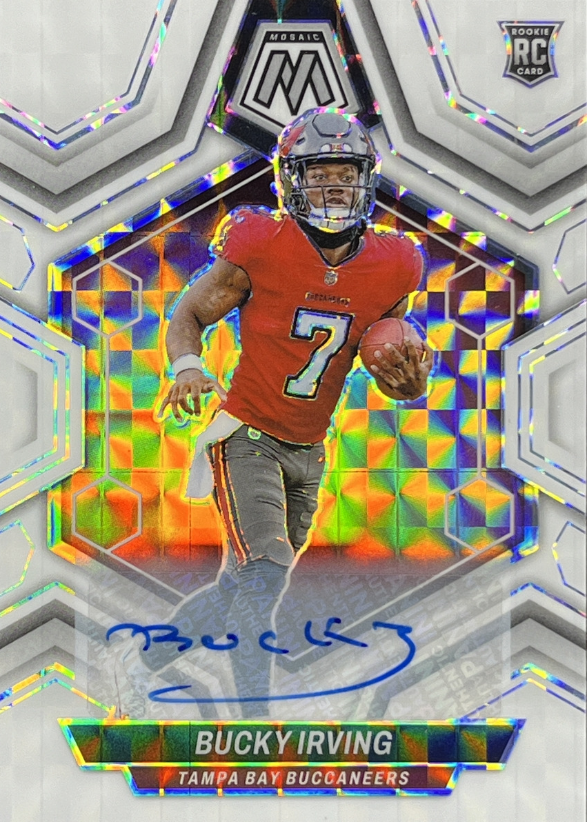 Bucky Irving 2024 Mosaic #385 Rookie Autographs - White /25 Price Guide ...