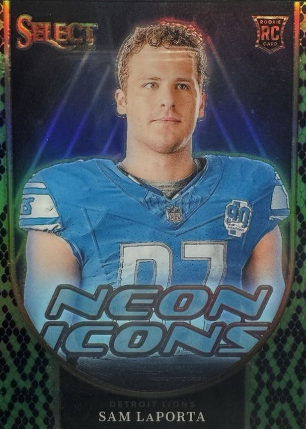 Sam LaPorta 2023 Select #NI-SLA Neon Icons - Green & Black Snakeskin /2 ...